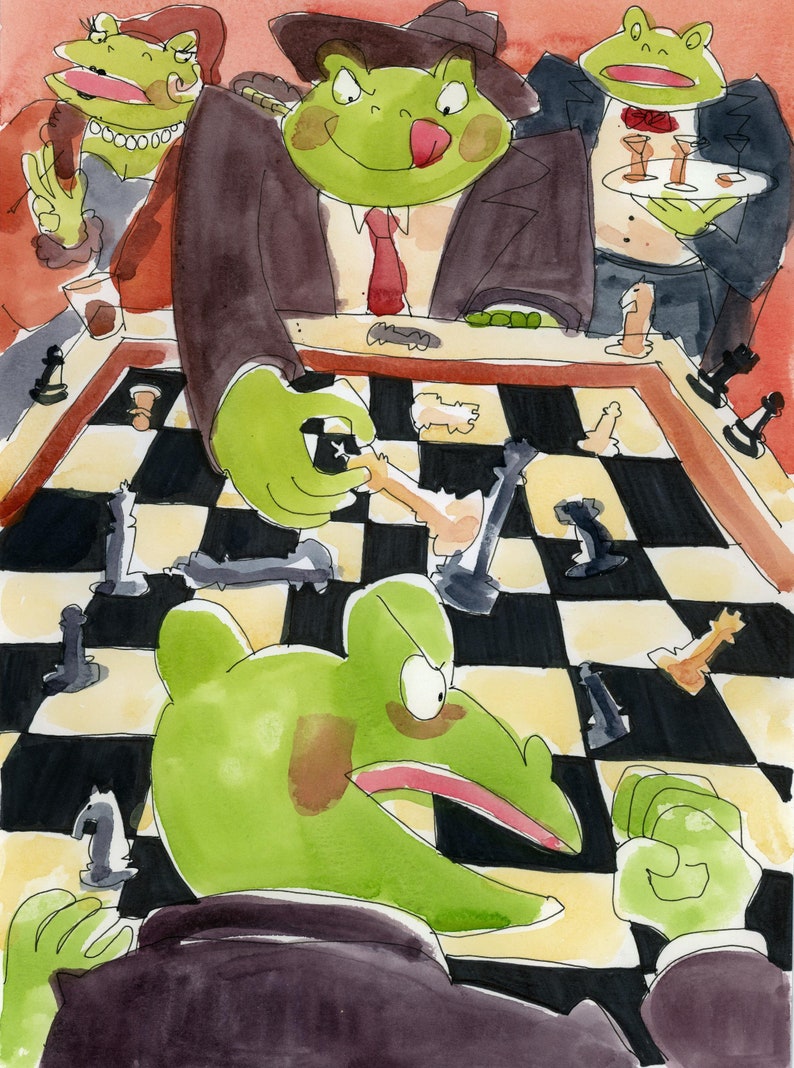 Frog Club Chess Match Print - Etsy