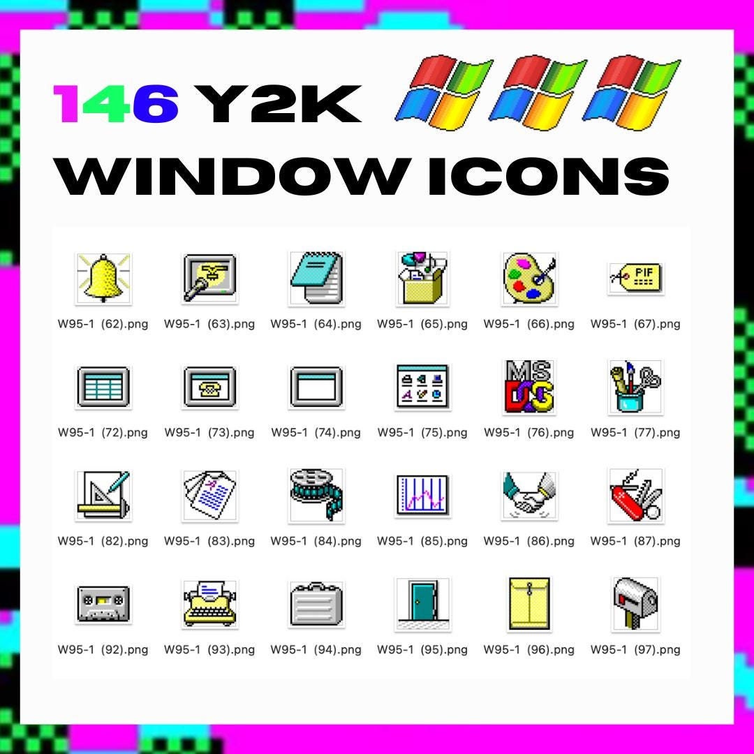 Y2K Icons, Windows Icon Pack, Windows 95 Icon, Widgets, Retro Game ...