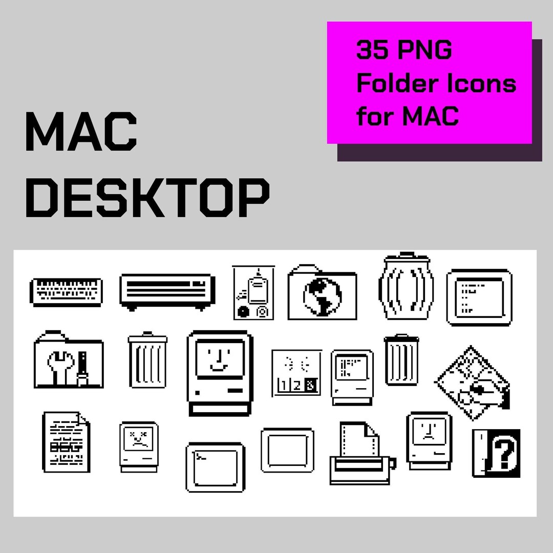 35 Y2K Black Desktop Icons, Mac Icons, Y2K Aesthetic Folders, Mac OS ...