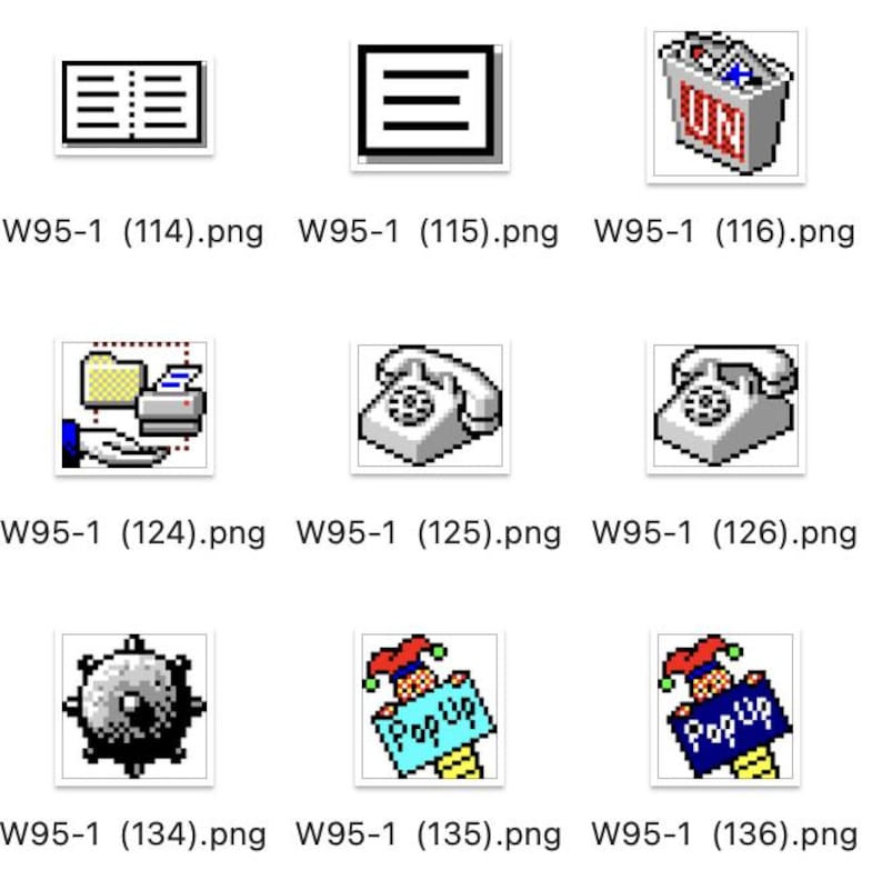 Retro Windows 95 Icon Pack: Y2K Pixel Theme (PNG Digital Download) - Etsy