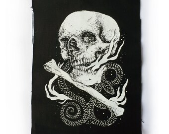 Forget-me-not Embroidered Iron on Patch Skull With Flowers - Etsy