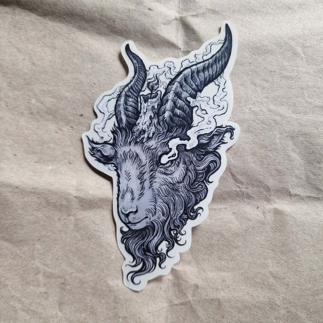 Goat With Smoke Vinyl Sticker - Transparent - Baphomet Smoke Candle - Etsy