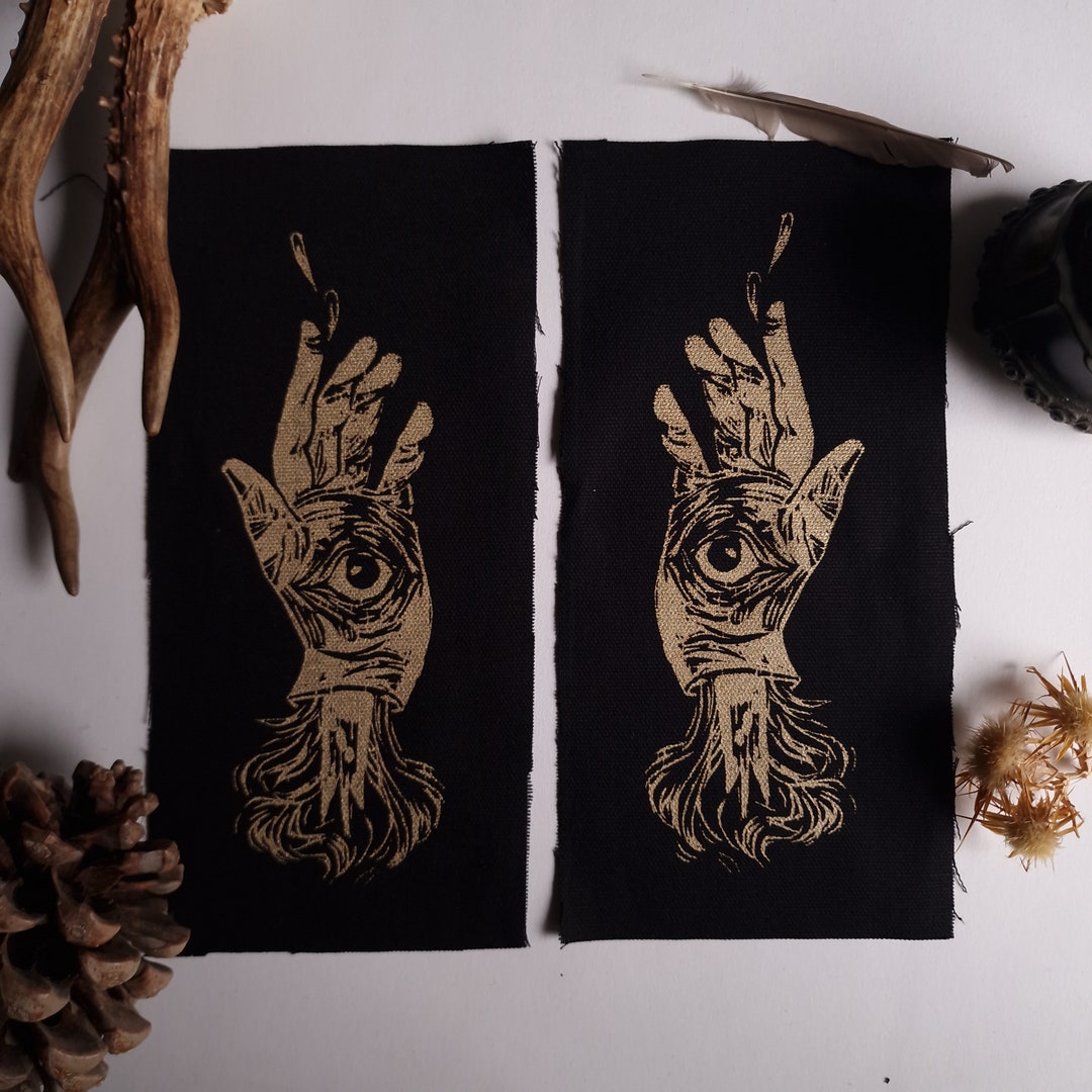 Sight - GOLDEN Cotton Patch - Eye Hand Bone Occult - Etsy