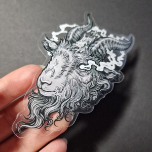 Goat With Smoke Vinyl Sticker - Transparent - Baphomet Smoke Candle - Etsy
