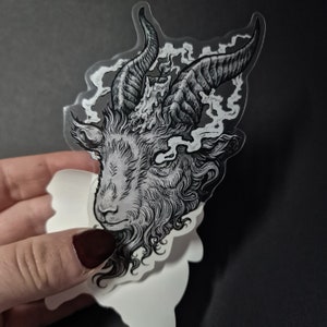 Goat With Smoke Vinyl Sticker - Transparent - Baphomet Smoke Candle - Etsy