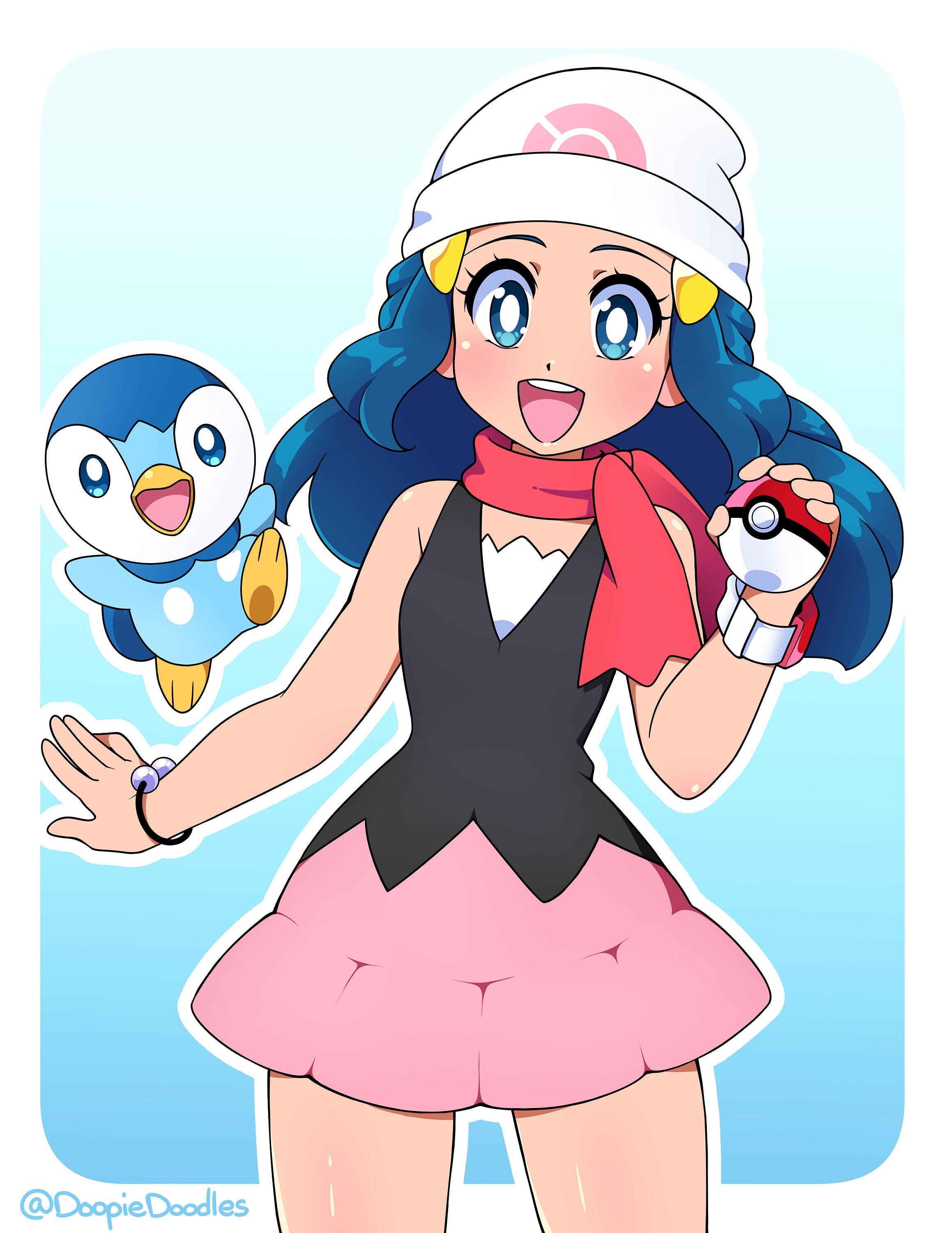 Dawn And Piplup 85x11 Art Print Etsy
