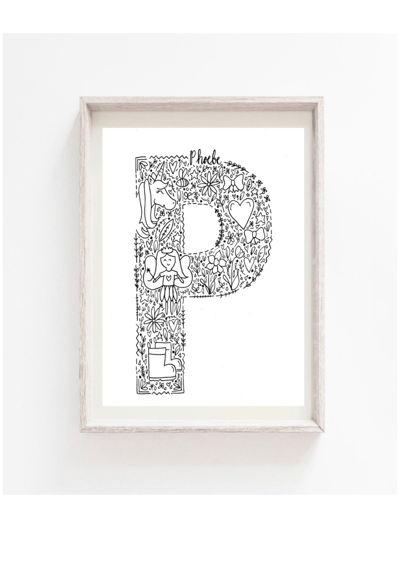 Initial Doodle/initial Art Work/ A5 Art/ A5 Pen and Ink/ Black | Etsy