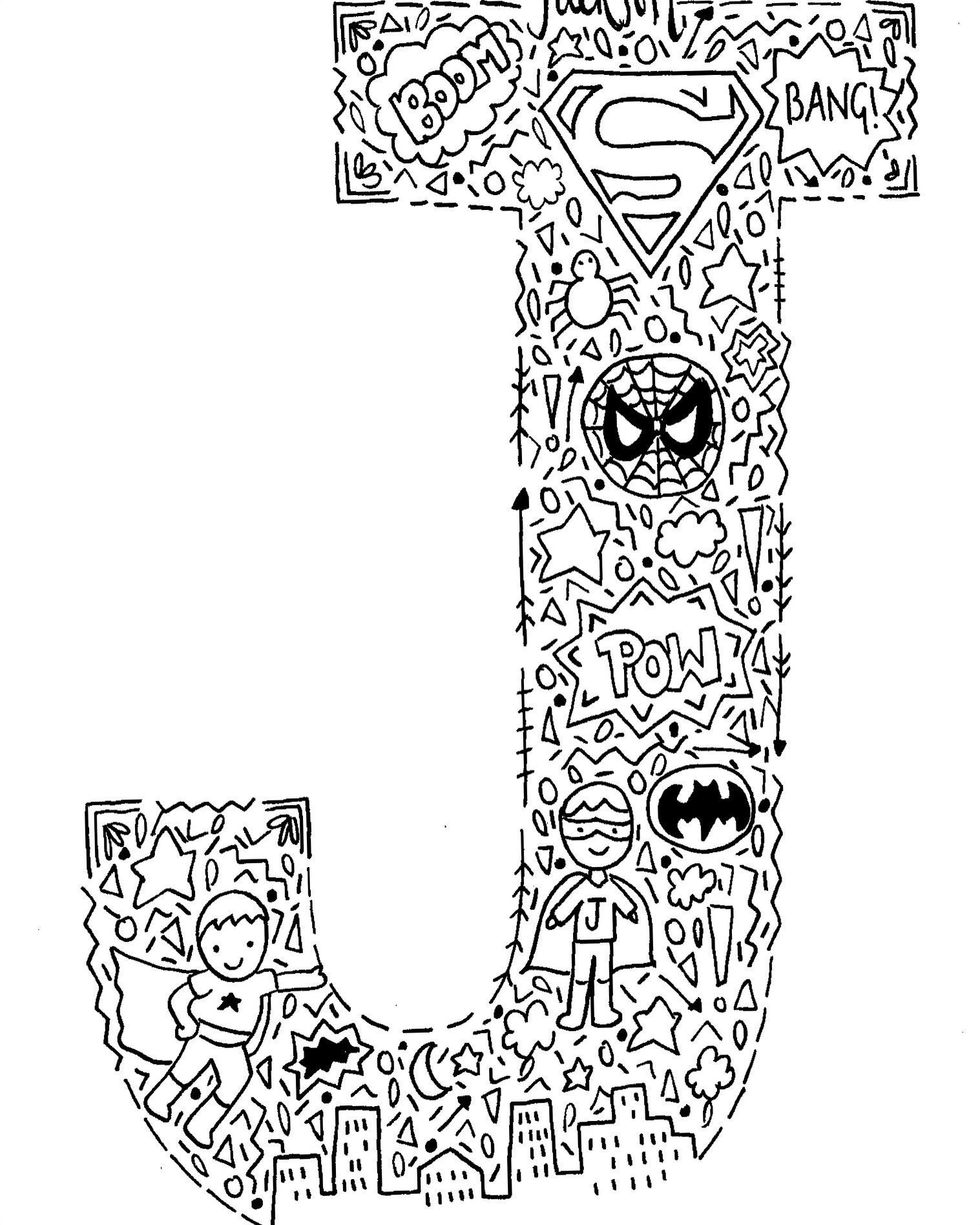 Initial Doodle/initial Art Work/ A5 Art/ A5 Pen and Ink/ Black - Etsy UK