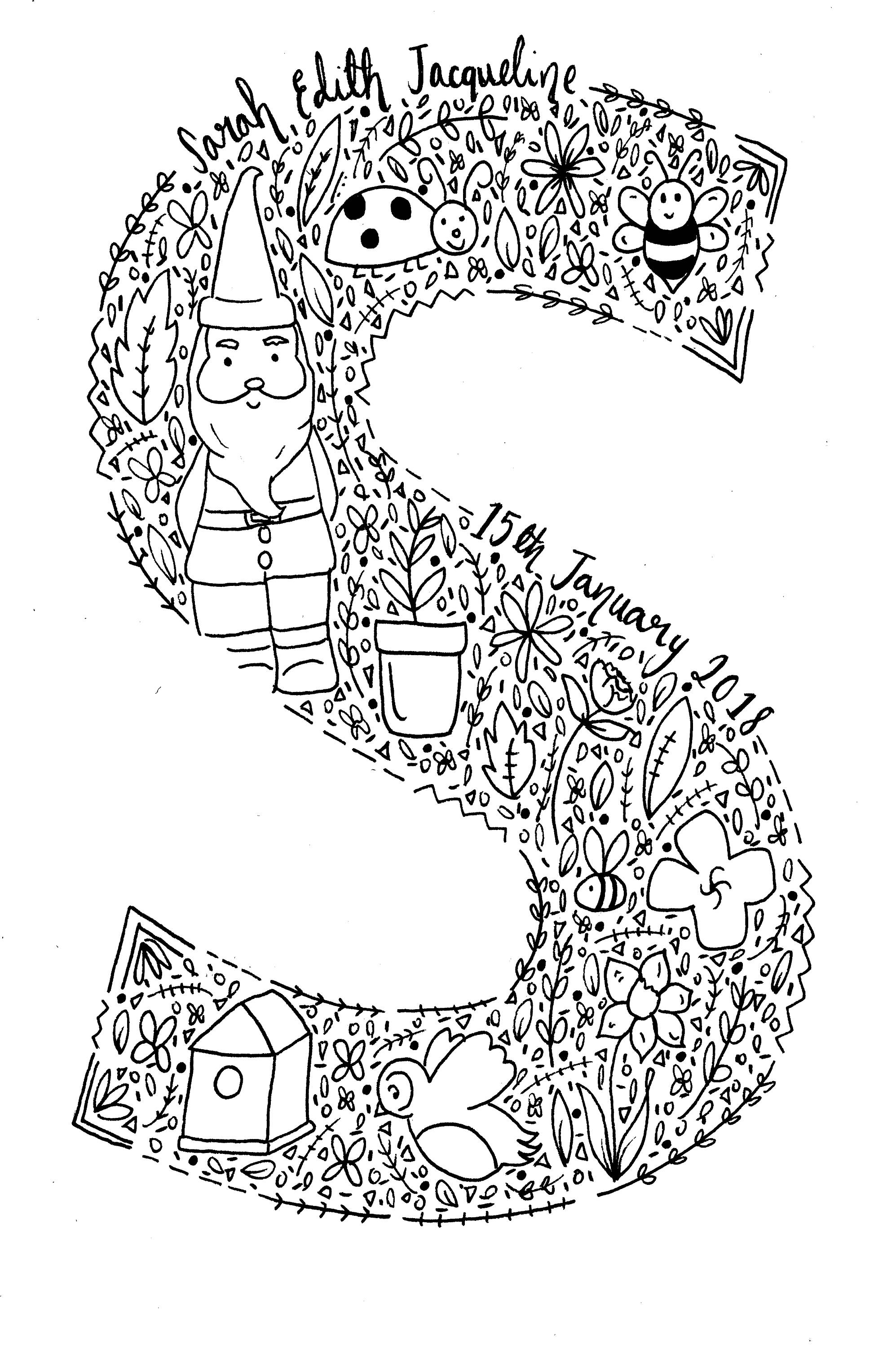 Initial Doodle/initial Art Work/ A5 Art/ A5 Pen and Ink/ Black - Etsy UK