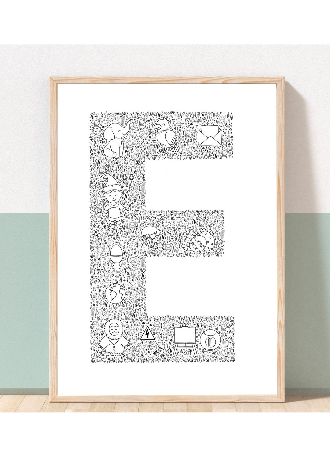 E is For E Initial Print/ Nursery Print / Personalised Gift / Boys ...