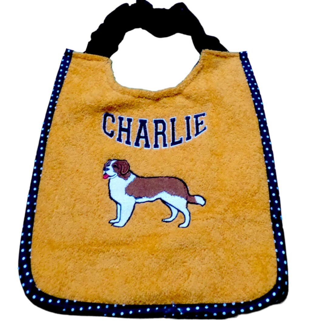 Personalized Saint Bernard Dog Drooling Bib With Name Super Comfortable ...