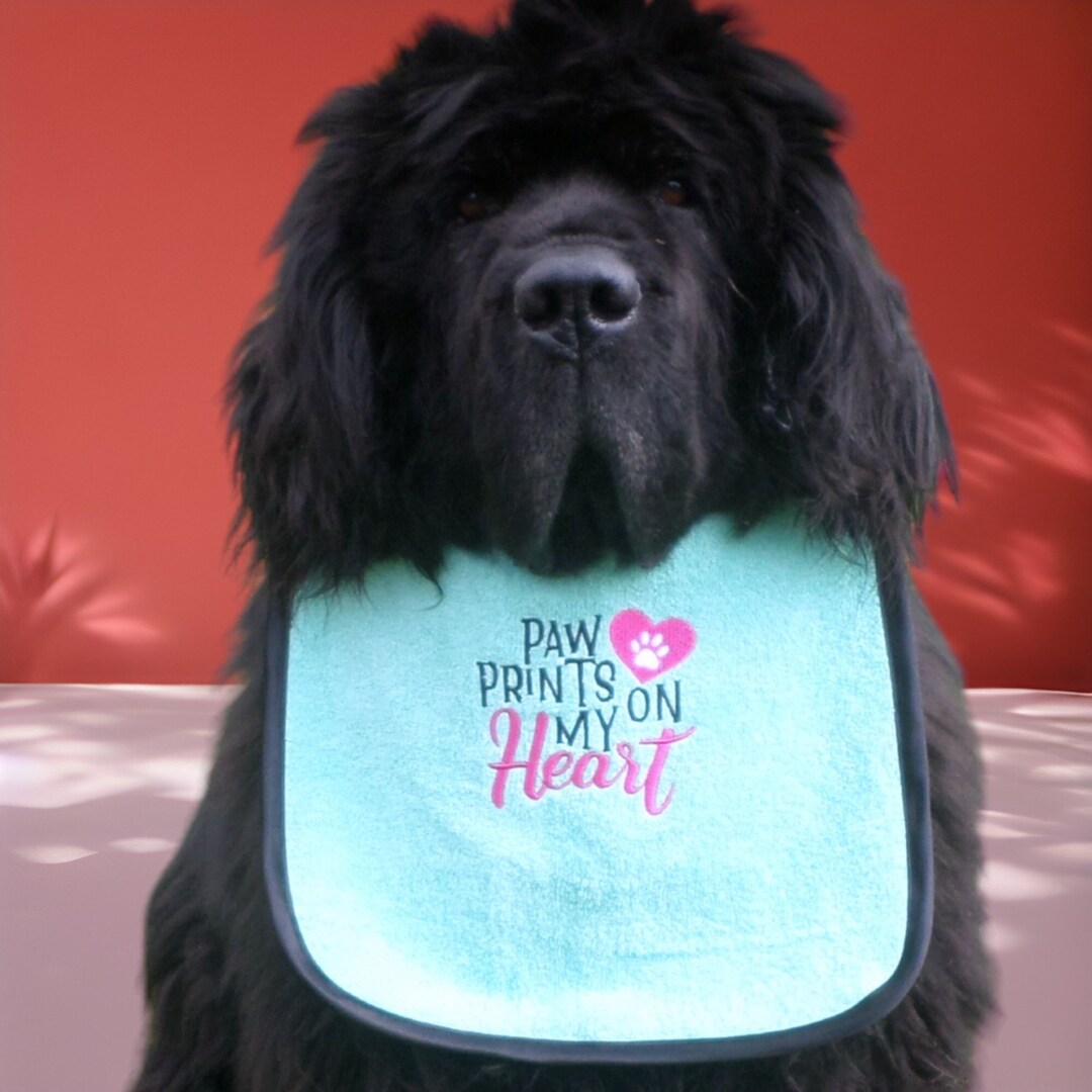 Dog Drool Bib With Paw Prints and Heart - Personalize Your Own Colors ...