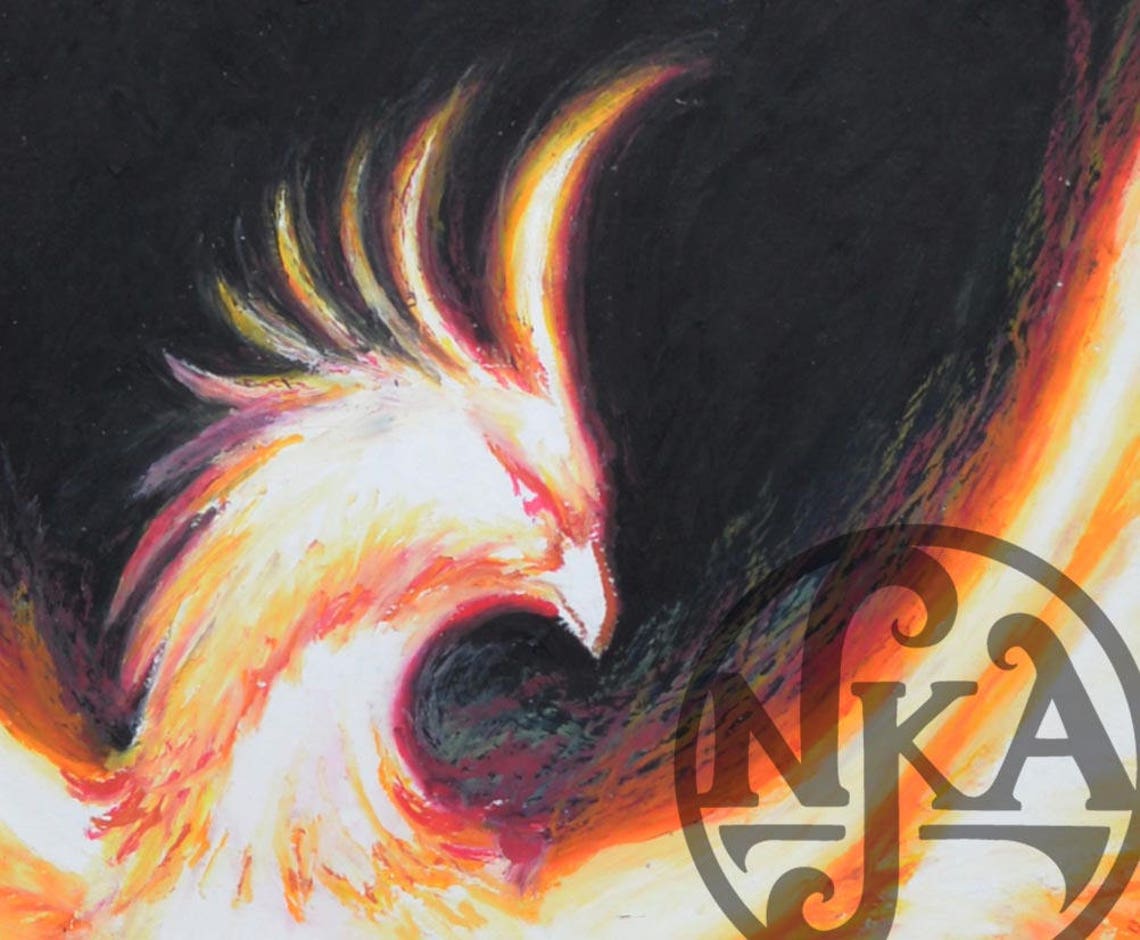 Phoenix Bird Art Poster Print Mythical Firebird or Fire Bird | Etsy