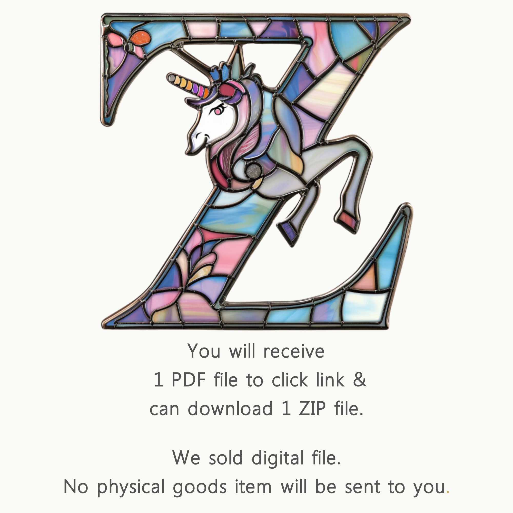 Stained Glass Alphabet PNG Unicorn Letters - Magical Digital Art for ...
