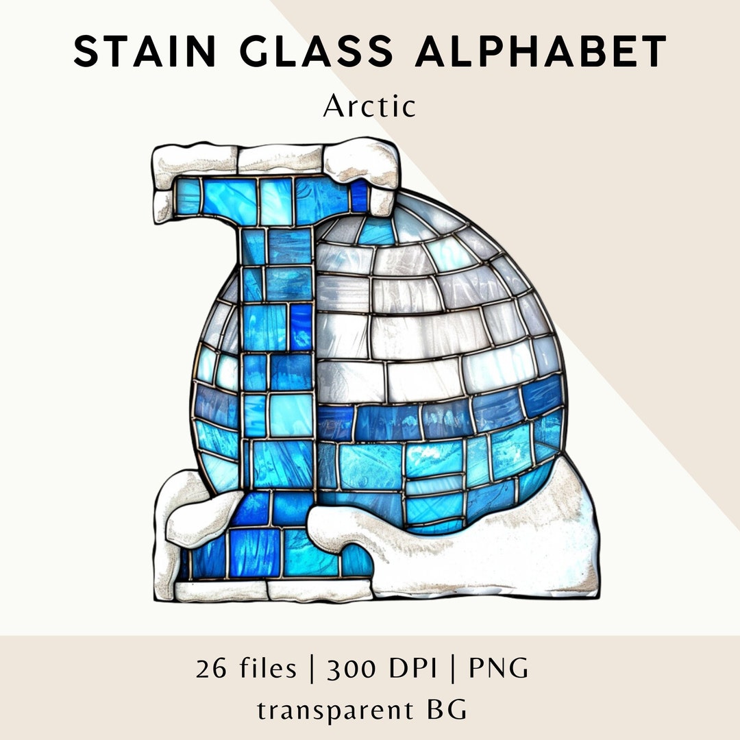 Stained Glass Alphabet PNG - Arctic Digital ABC Clipart for Crafts ...