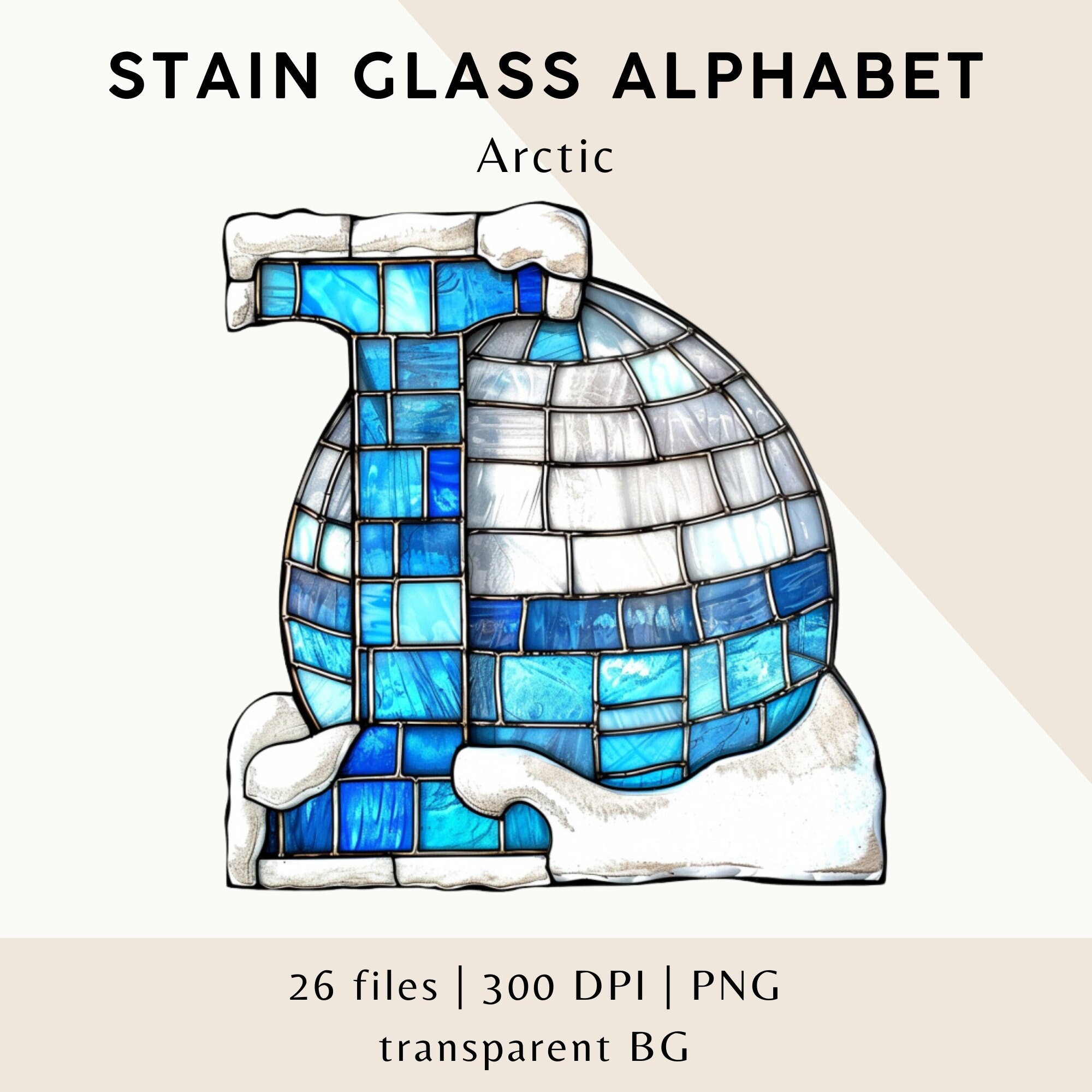 Stained Glass Alphabet PNG - Arctic Digital ABC Clipart for Crafts ...