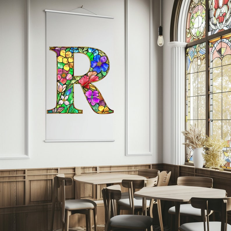 Stained Glass Alphabet PNG, Floral Digital ABC Clipart for Educational ...