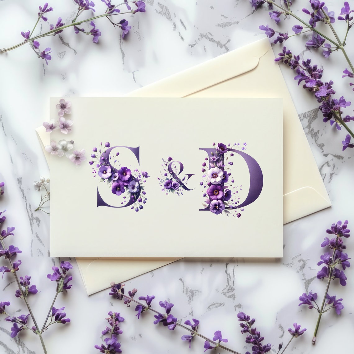 Violet Flower Alphabet PNG, Violet Theme Wedding, Digital Flower ...