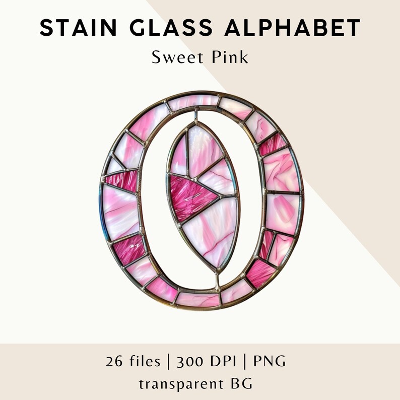 Stained Glass Alphabet PNG – Pink Digital ABC Clipart for Crafts ...