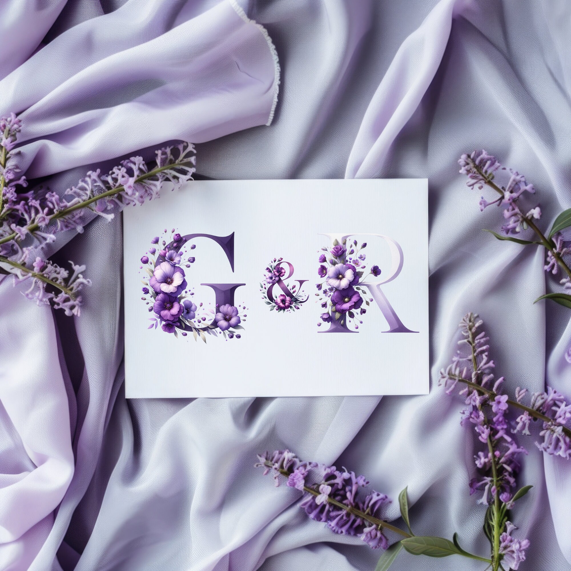 Violet Flower Alphabet PNG, Violet Theme Wedding, Digital Flower ...
