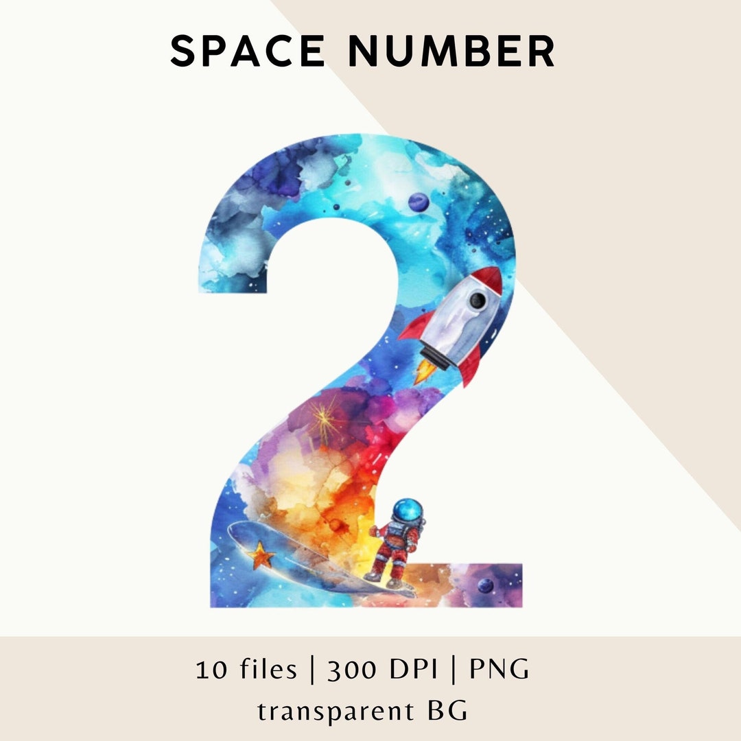 Galactic Watercolor Number Space Themed Number, Nursery Decor ...