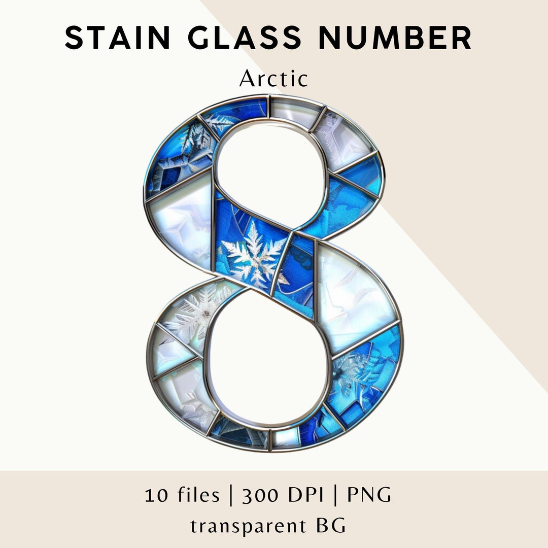 Stained Glass Number PNG - Arctic Digital Number Clipart for Crafts ...