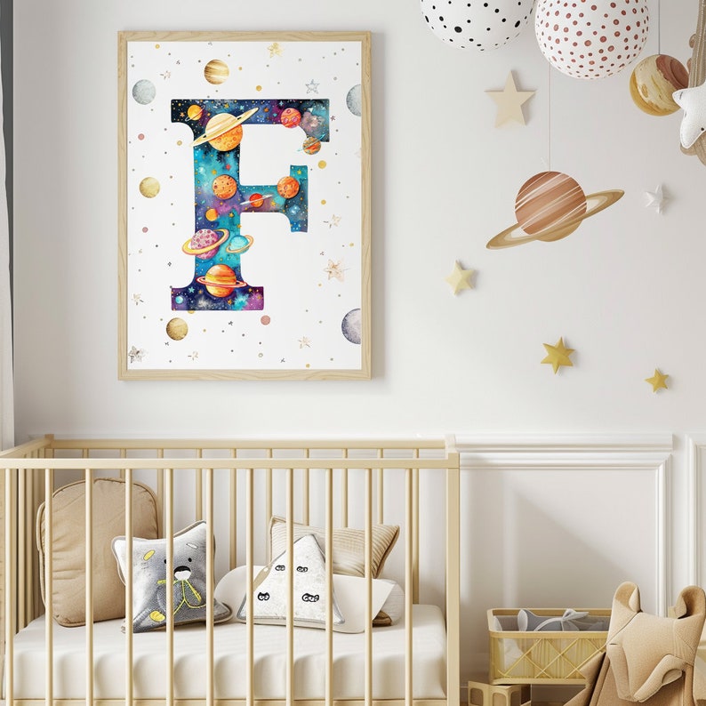 Galactic Watercolor Alphabet Space Themed Letters, Nursery Decor ...