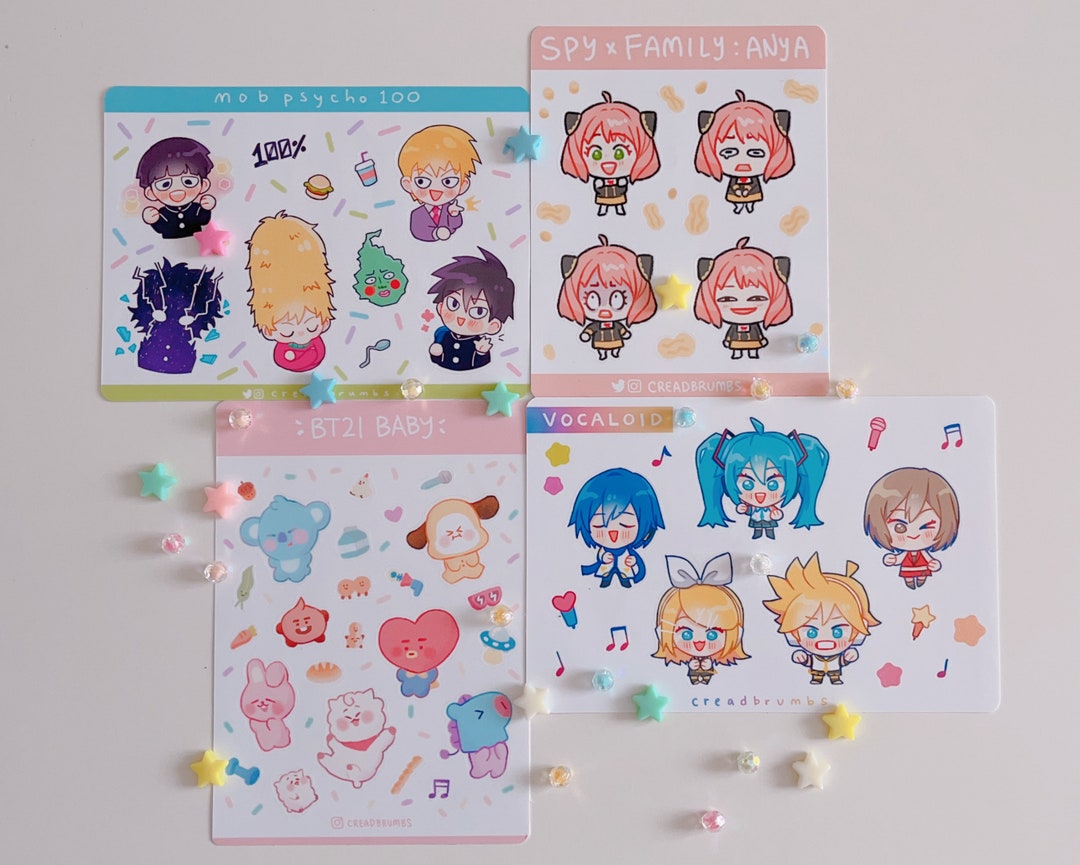 Anime/kpop Sticker Sheets - Etsy