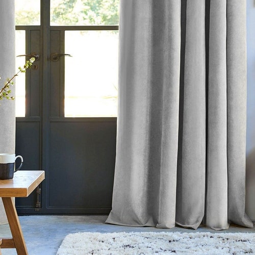 Premium Soft Light Grey Velvet Curtains Drapes Custom Modern - Etsy New ...