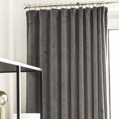 Premium Soft Dark Grey Velvet Curtains Drapes Custom for - Etsy