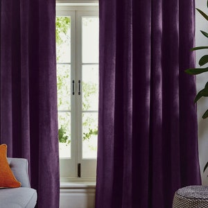 Premium Soft Dark Purple Velvet Curtains Drapes Custom Drapes Purple ...