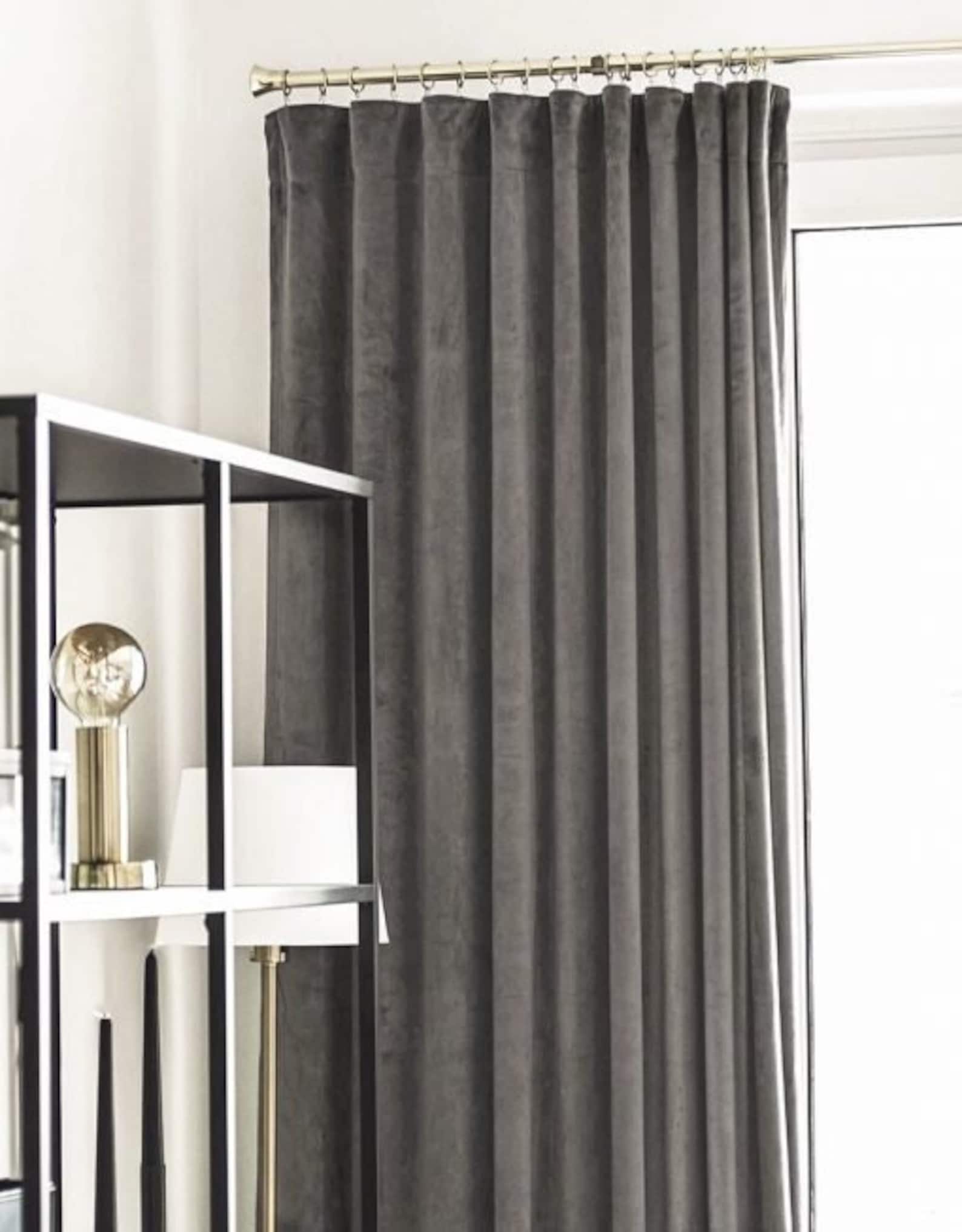 Premium Soft Dark Grey Velvet Curtains Drapes Custom for - Etsy