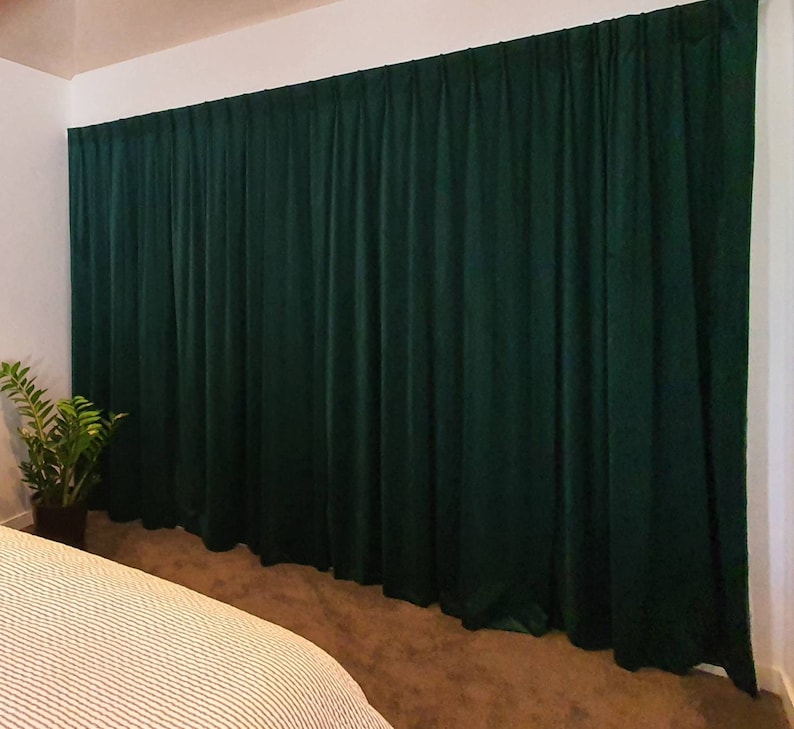 Premium Dark Forest Green Velvet Curtains and Emerald Drapes Natural ...