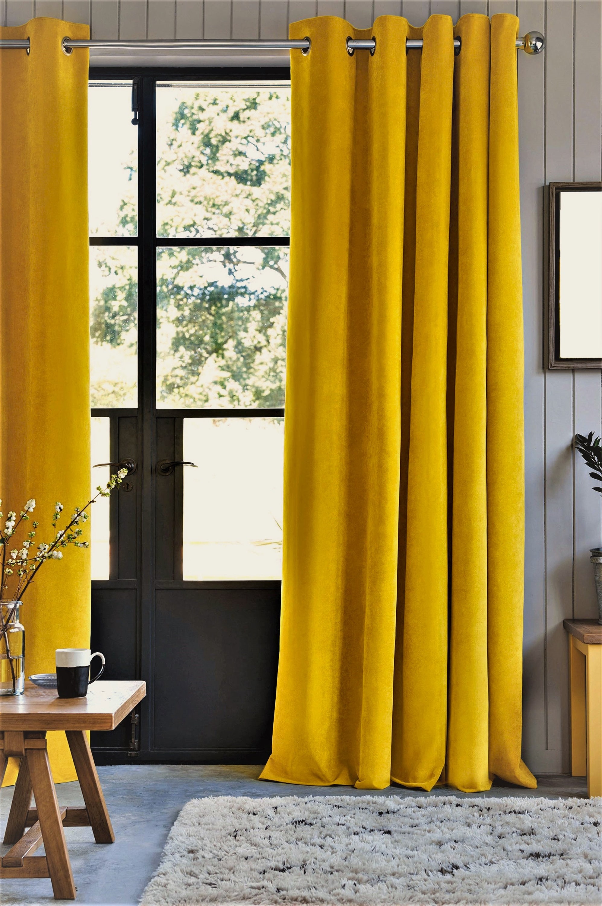 Mustard Velvet Curtains Drapes Custom Grommet Drapes Mustard Golden ...