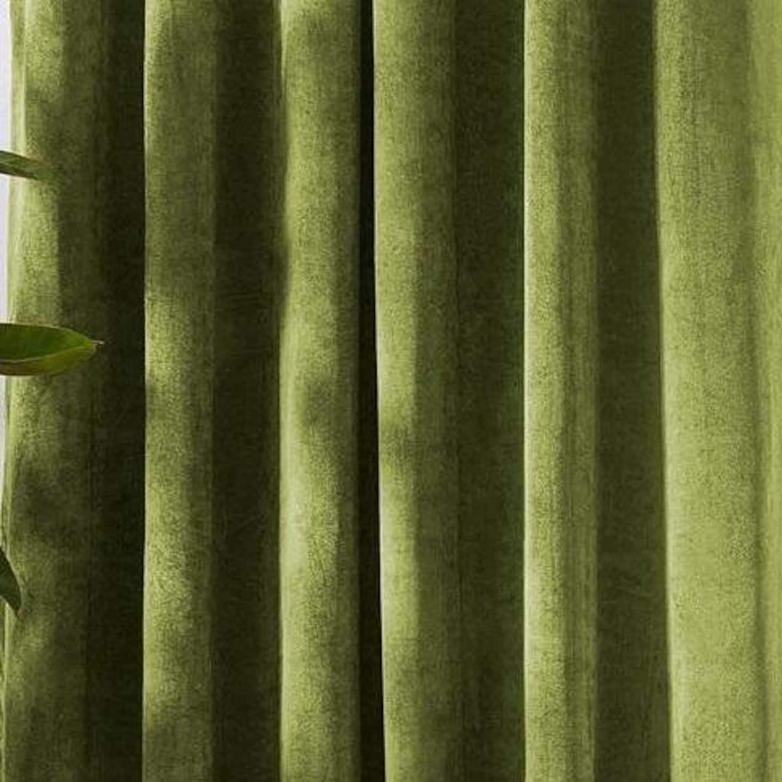 Premium Light Olive Green Velvet Curtains and Drapes Soft Panels ...