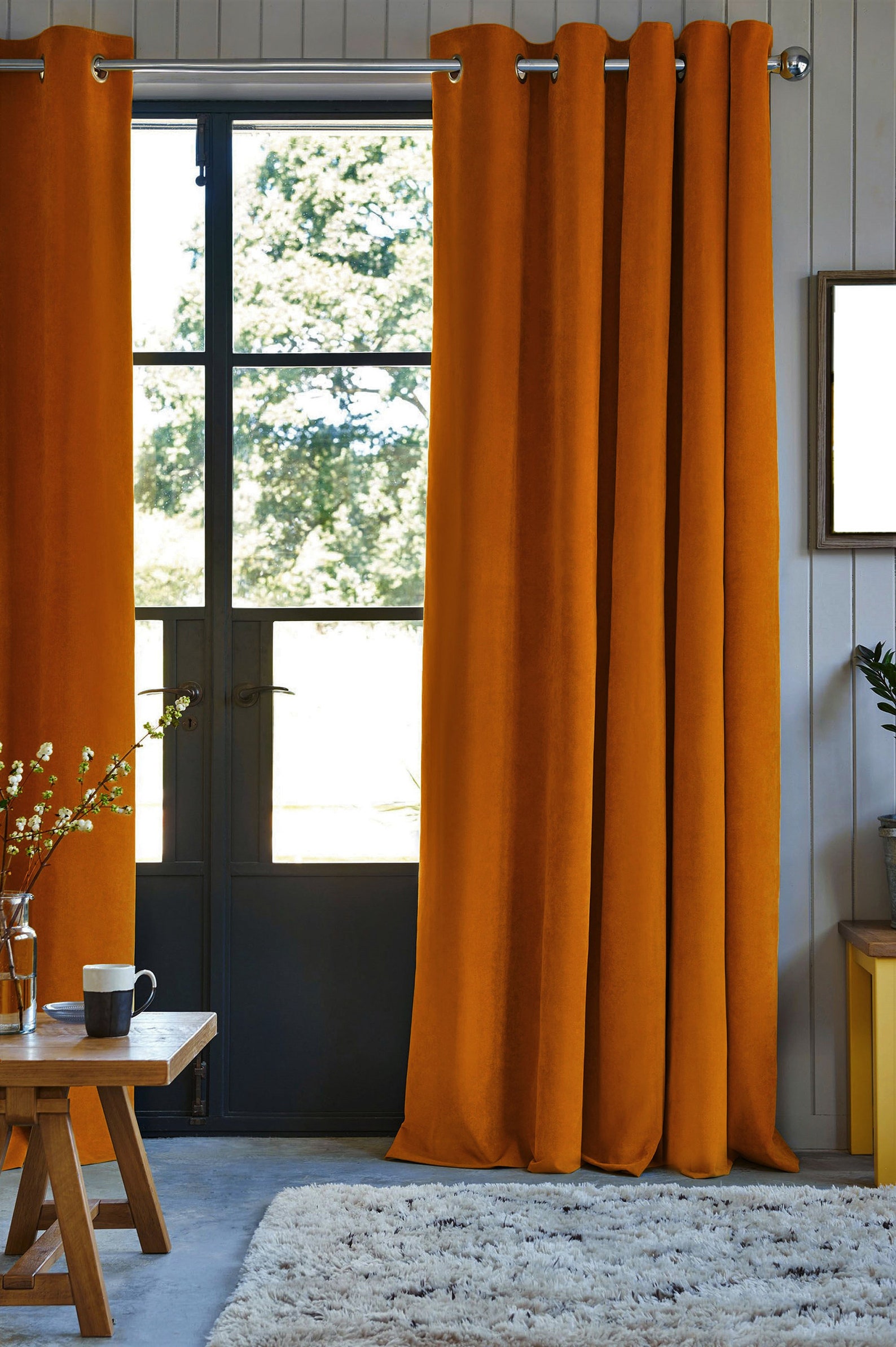 Handmade Rusty Orange Velvet Curtains Drapes Custom Dusty Orange Velvet ...