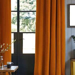 Handmade Rusty Orange Velvet Curtains Drapes Custom Dusty Orange Velvet ...
