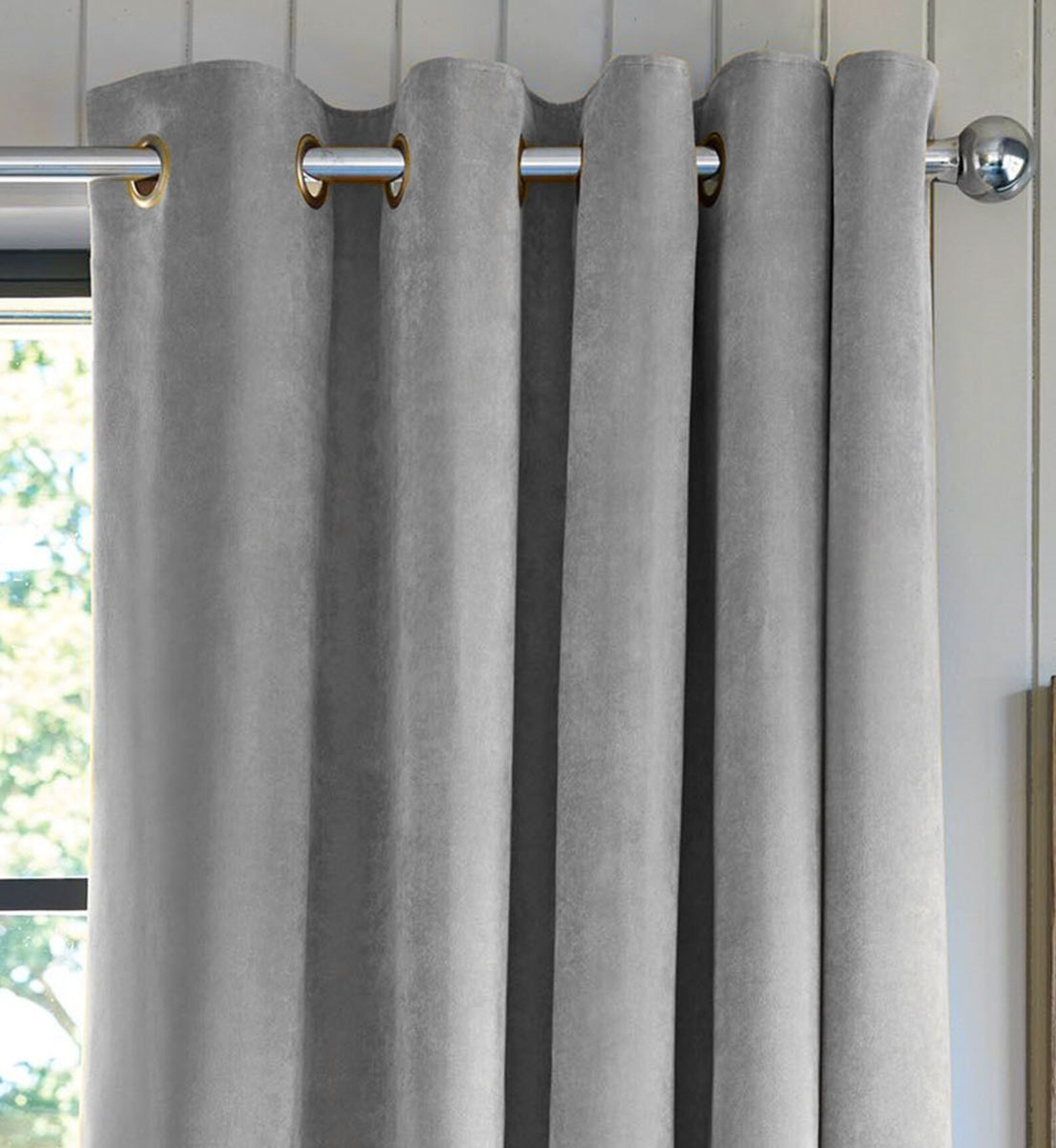 Premium Soft Light Grey Velvet Curtains Drapes Custom Modern Home Decor ...
