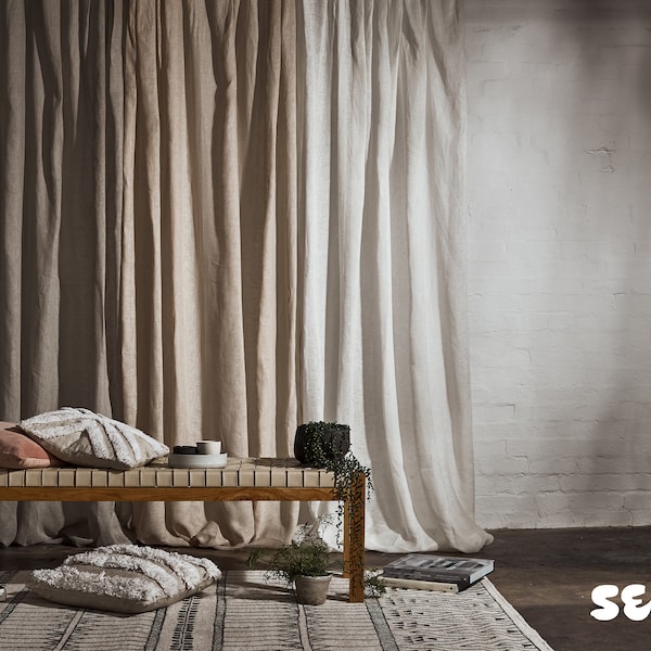 Linen Curtains - Etsy UK