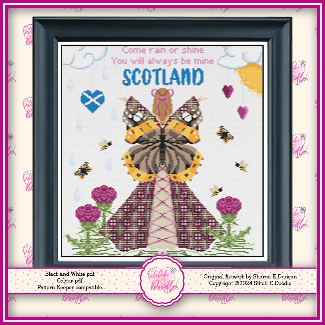 Beautiful and Elegant Cross Stitch Chart Featuring Scottish Maiden. PDF ...