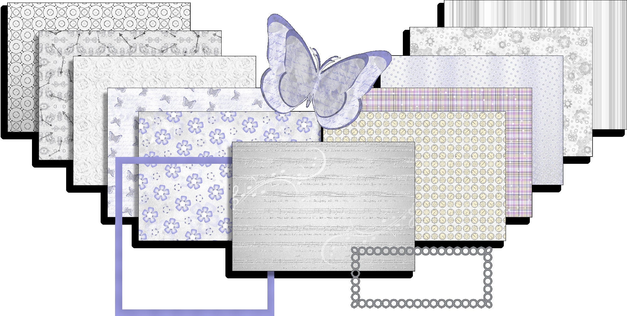SILVER Luxury of Time Papercraft Kit. 65 Elements. PNG and - Etsy