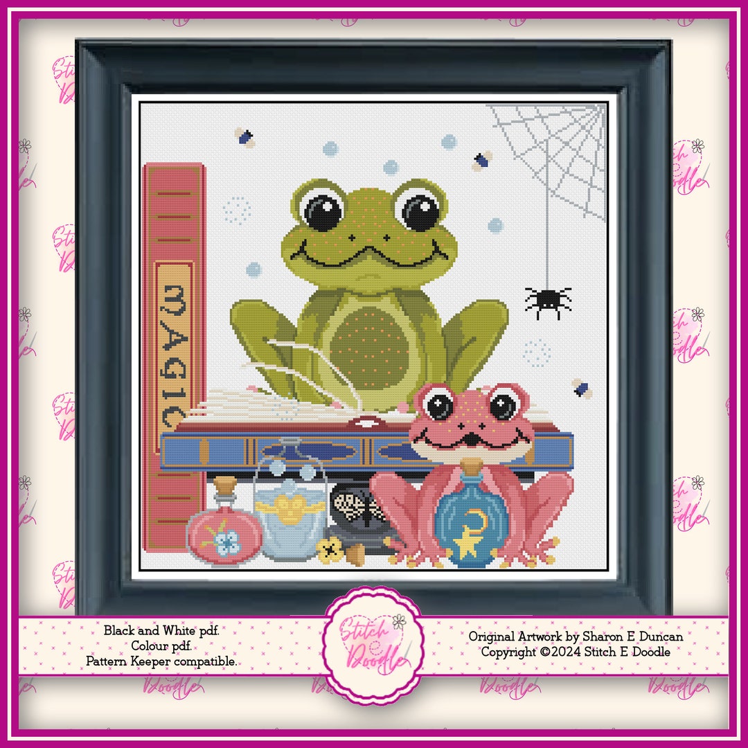 Majestic Froggie. Magical Halloween Cross Stitch Chart. PDF and Pattern Keeper. DMC Floss ...