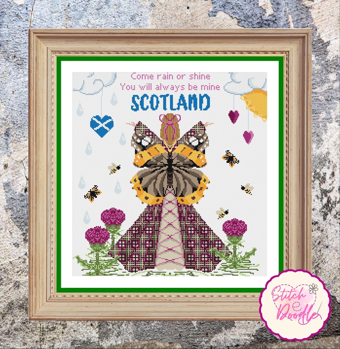 Patriotic Scottish Maiden Cross Stitch Chart: Pattern Keeper Compatible ...