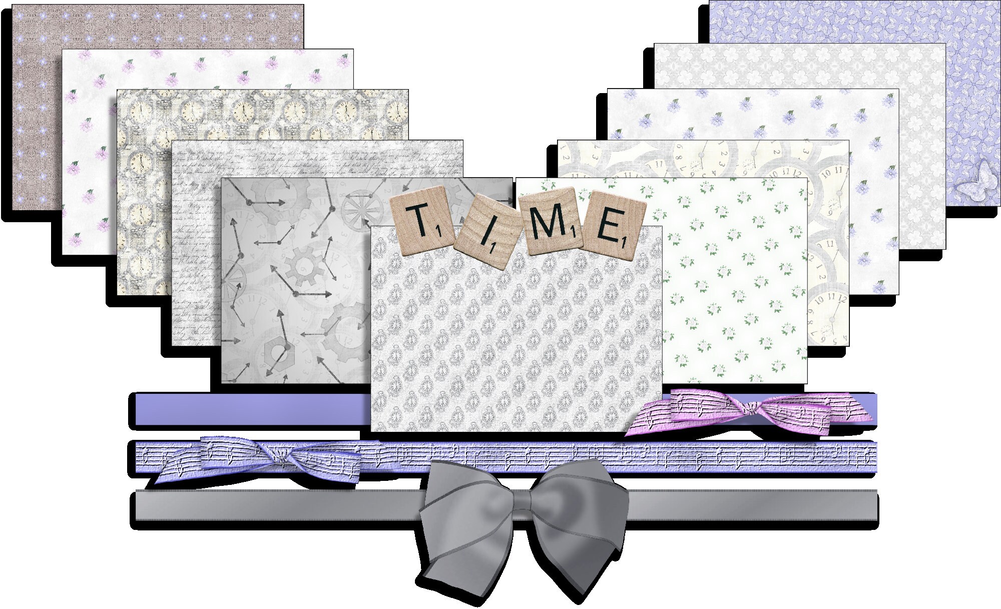 SILVER Luxury of Time Papercraft Kit. 65 Elements. PNG and - Etsy