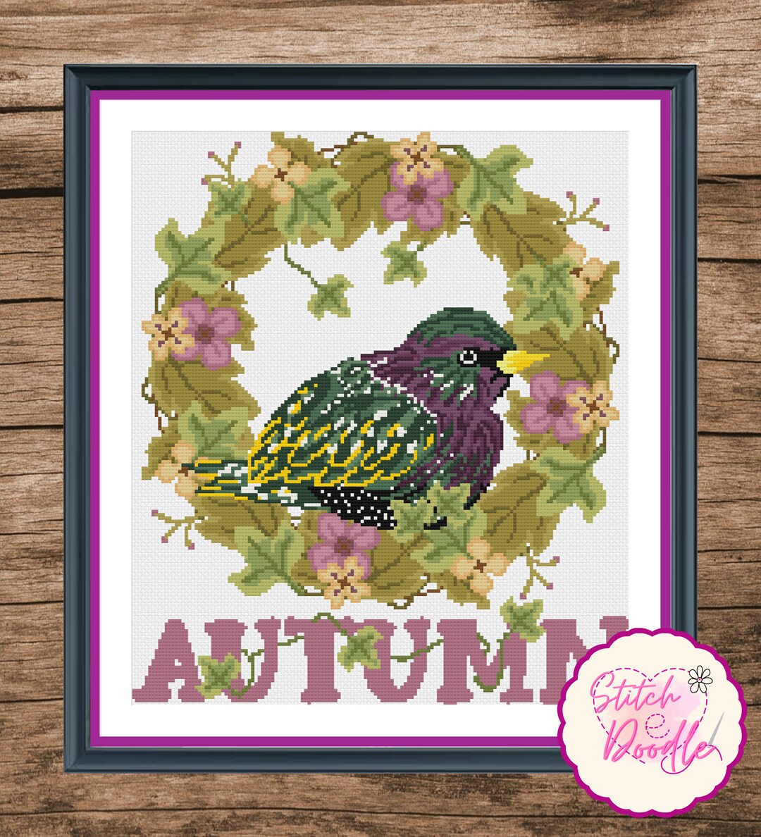 Autumn Starling. Seasonal Cross Stitch Chart. PDF and Pattern - Etsy