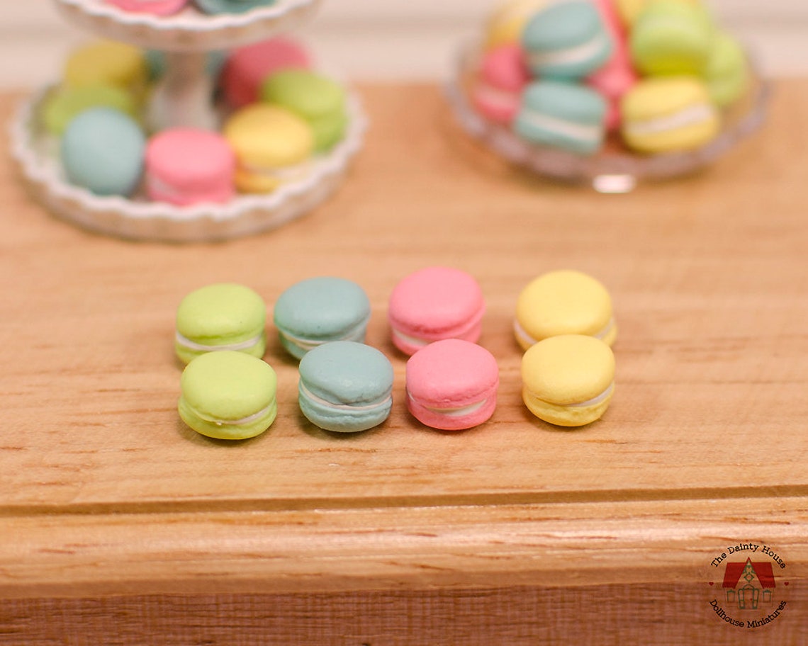 1:12 Miniature Macarons Pastel 8pc Macarons for | Etsy