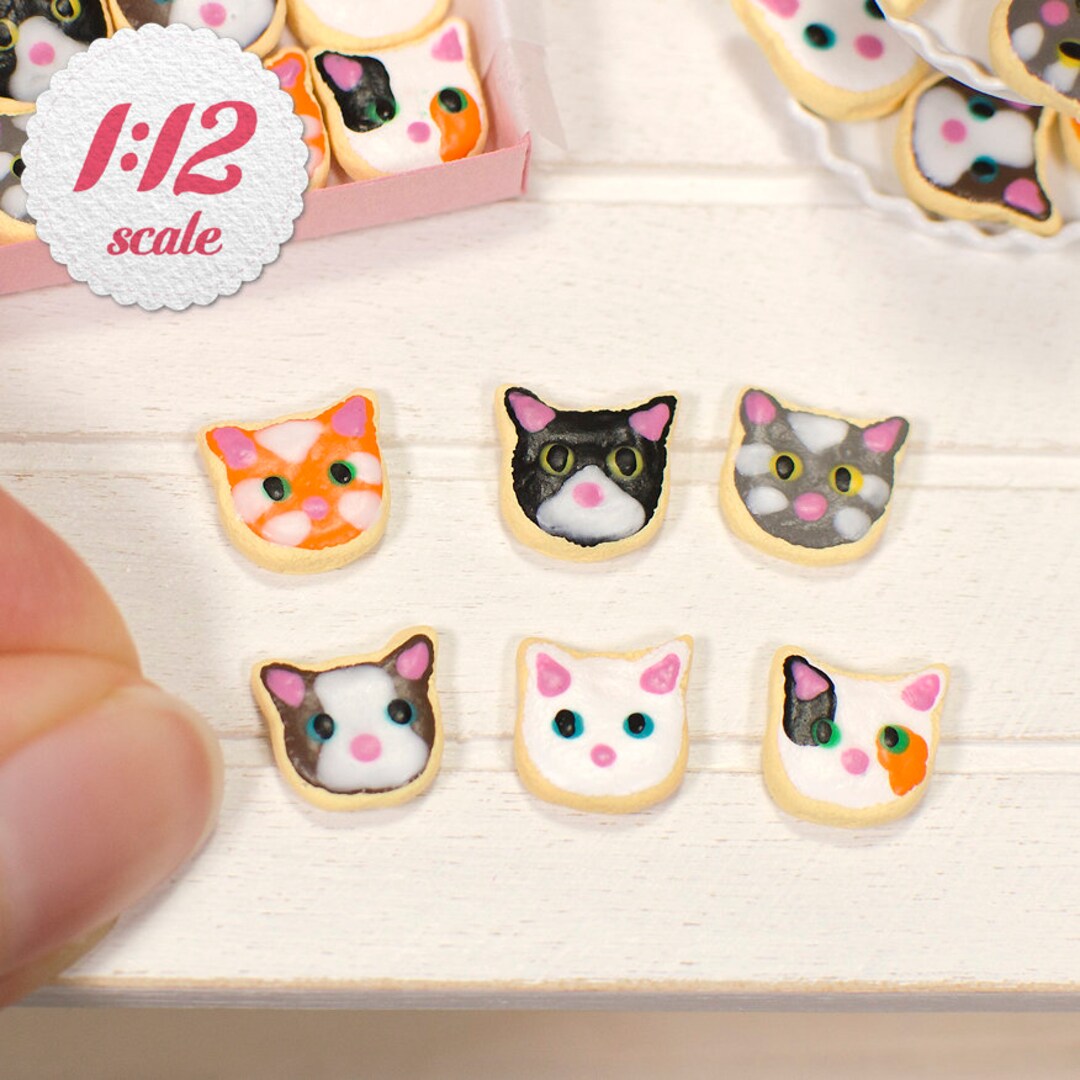 1:12 Miniature Cookies - Cats (6pc), Mini Sugar Cookies for One-inch ...