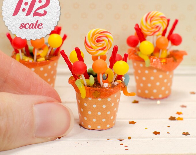 1:12 Candy Bucket - Halloween, Miniature Lollipop Candy Decoration for ...