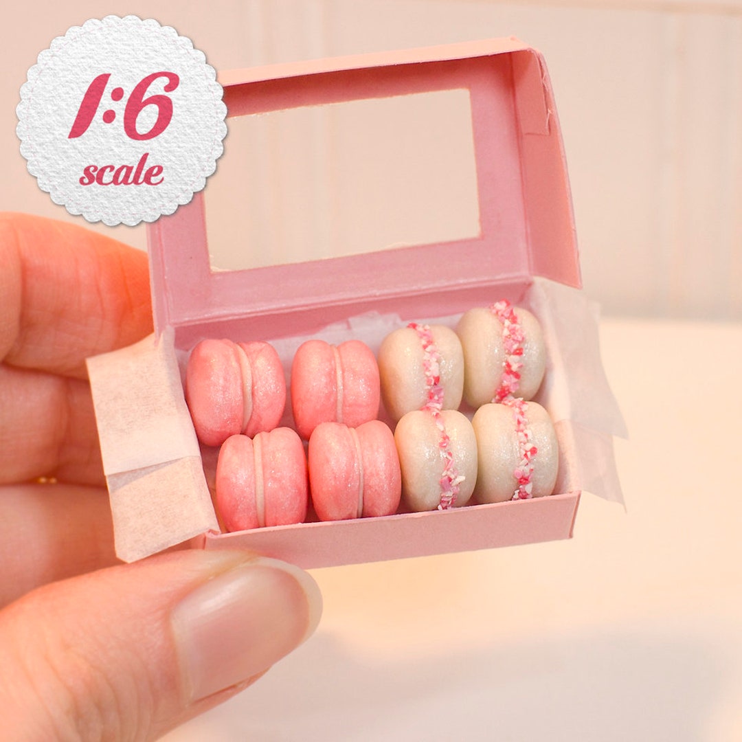 1:6 Miniature Macarons - Pink & White Pearl (8pc), Playscale Valentine ...