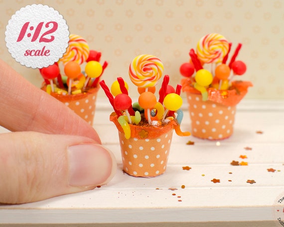 1:12 Candy Bucket Halloween Miniature Lollipop Candy - Etsy